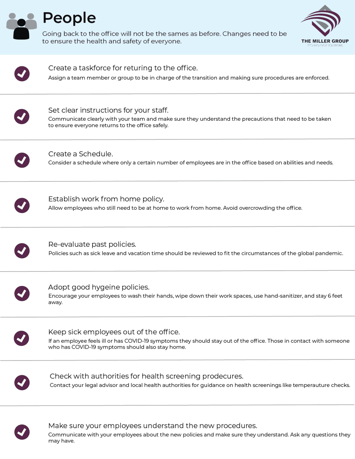 Returning To The Office Checklist - The Miller Group